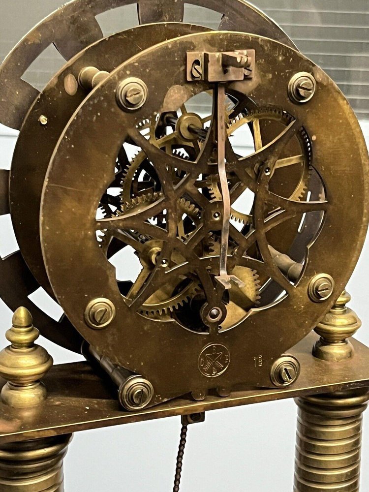 Large Skeleton Clock with Case and Key for sale at Pamono