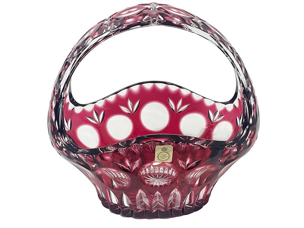 German Crystal Vase and Basket, 1960s, Set of 2 for sale at Pamono