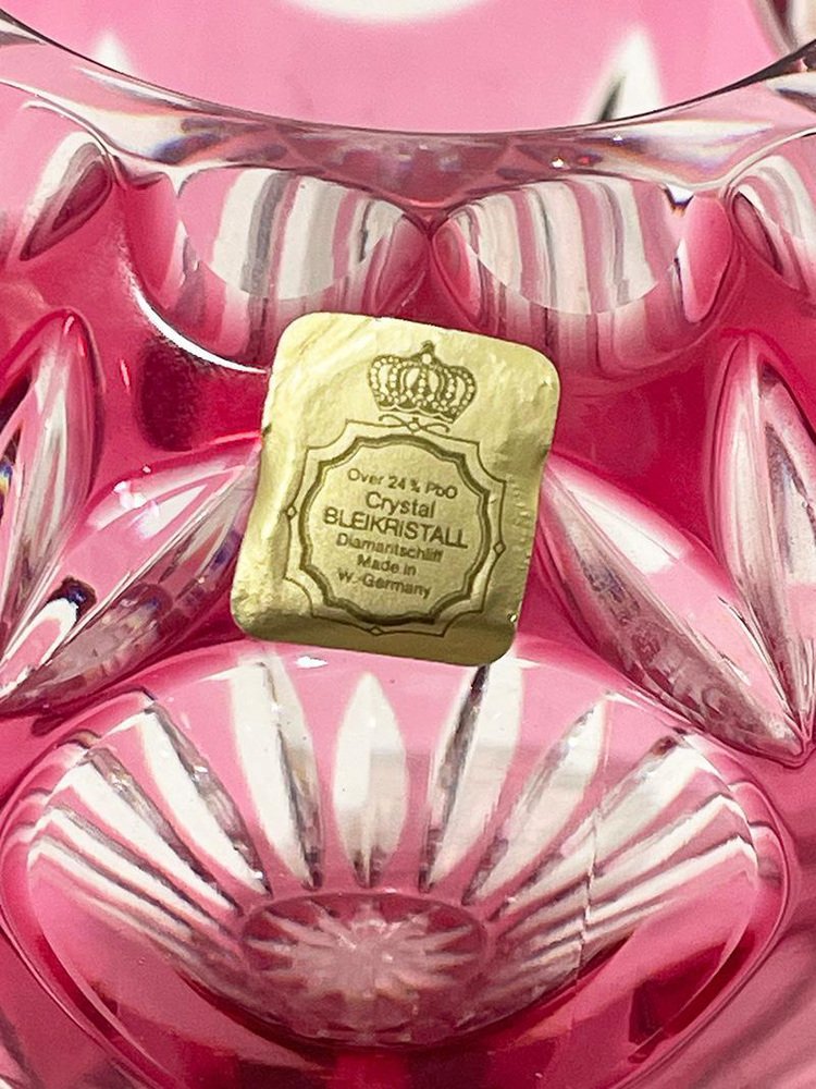 German Crystal Vase and Basket, 1960s, Set of 2 for sale at Pamono