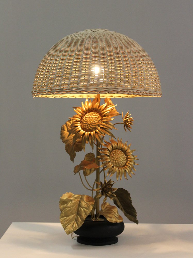 Vintage Sunflower Table Lamp, 1980s for sale at Pamono