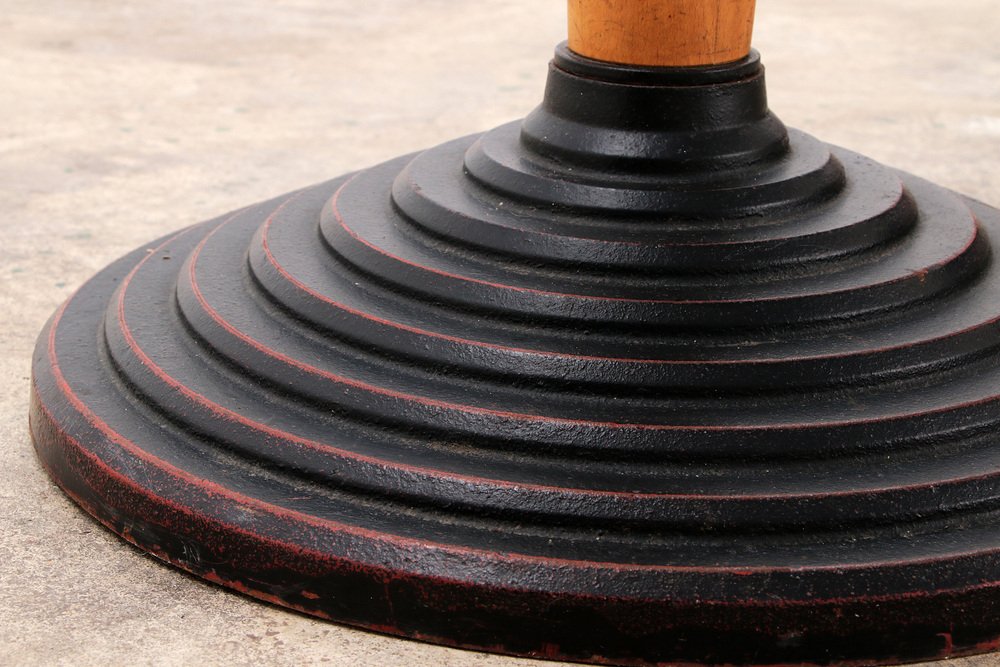 Bar Stools with Cast Iron Bases and Leather Seats, 1960s, Set of 7 for ...