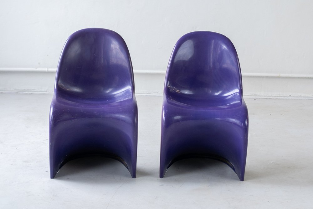 Danish Modern Violet Chairs by Verner Panton for Vitra, 1970s, Set of 5 ...