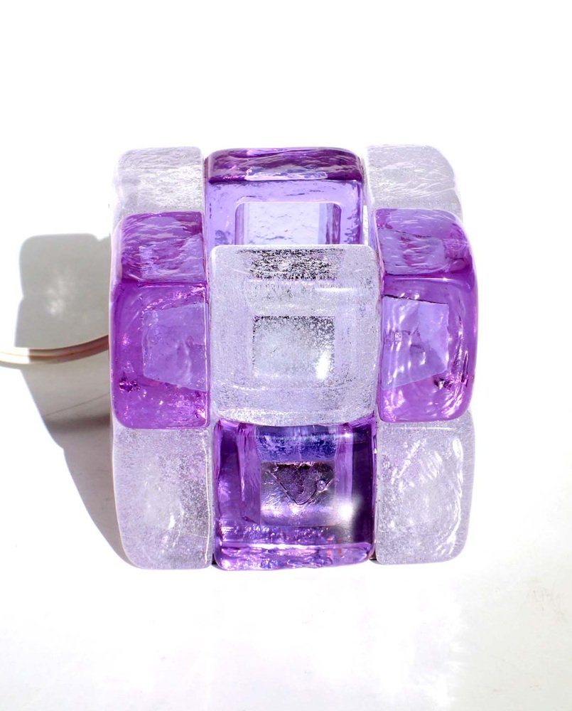 Italian Space Age Cube Glass Table Lamp by Albano Poli for Poliarte ...