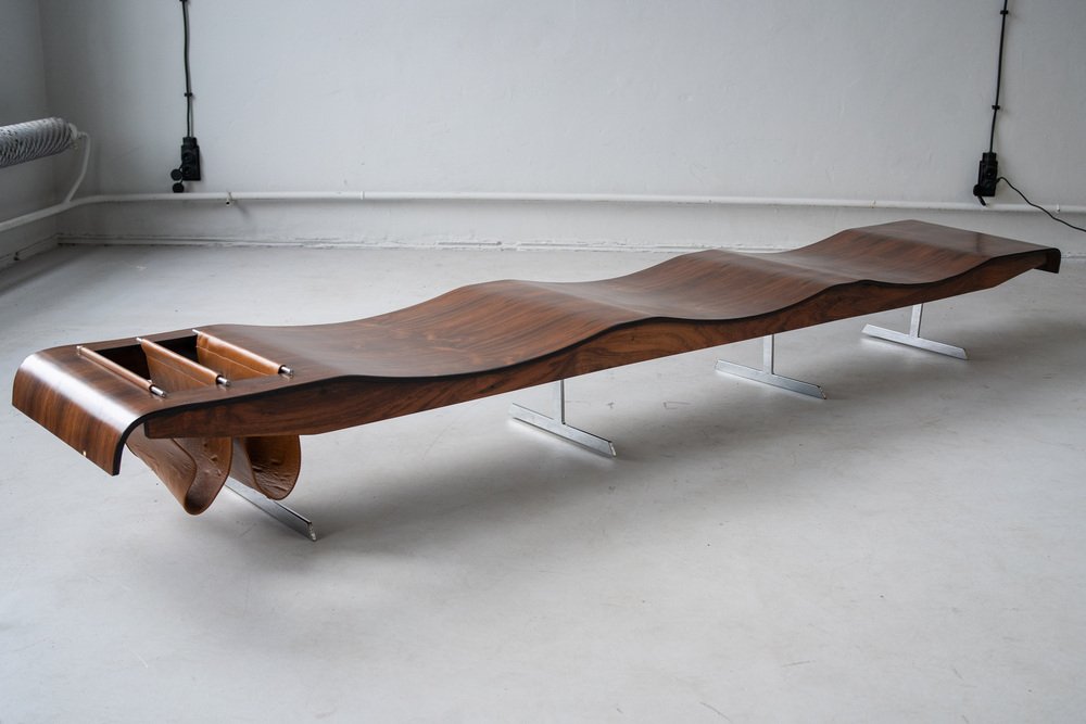 Vintage Onda Bench with Magazine Rack by Jorge Zalszupin for Atelier ...