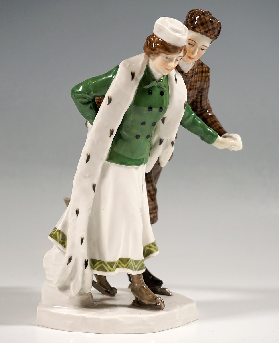Art Nouveau Ice-Skater Figurine attributed to Alfred Koenig, Germany ...