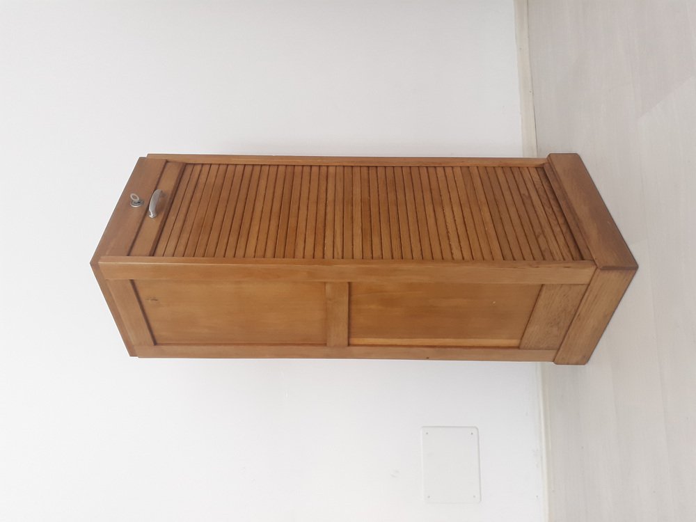 Shutter Filing Cabinet in Blond Oak, 1960s for sale at Pamono