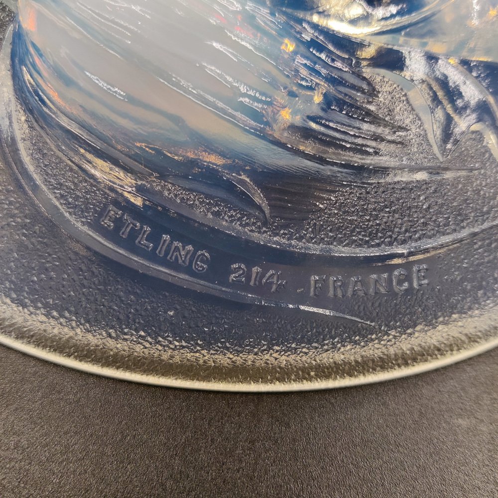 Art Deco Opalescent Glass Bowl with Thistle Motif by Etling, 1930s for ...