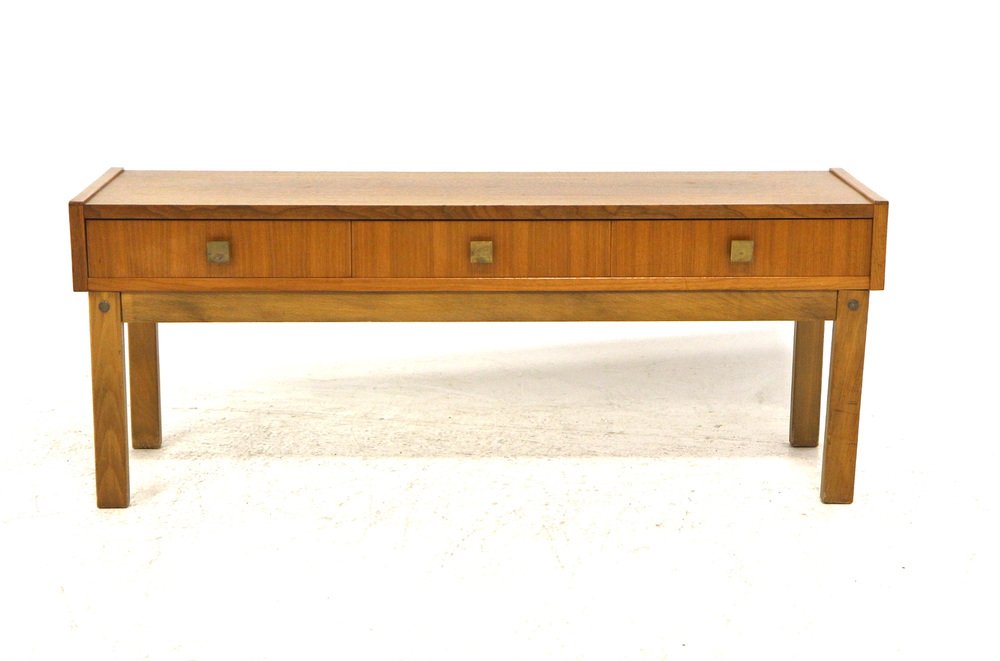 Scandinavian Low Walnut Console, Sweden, 1960s for sale at Pamono