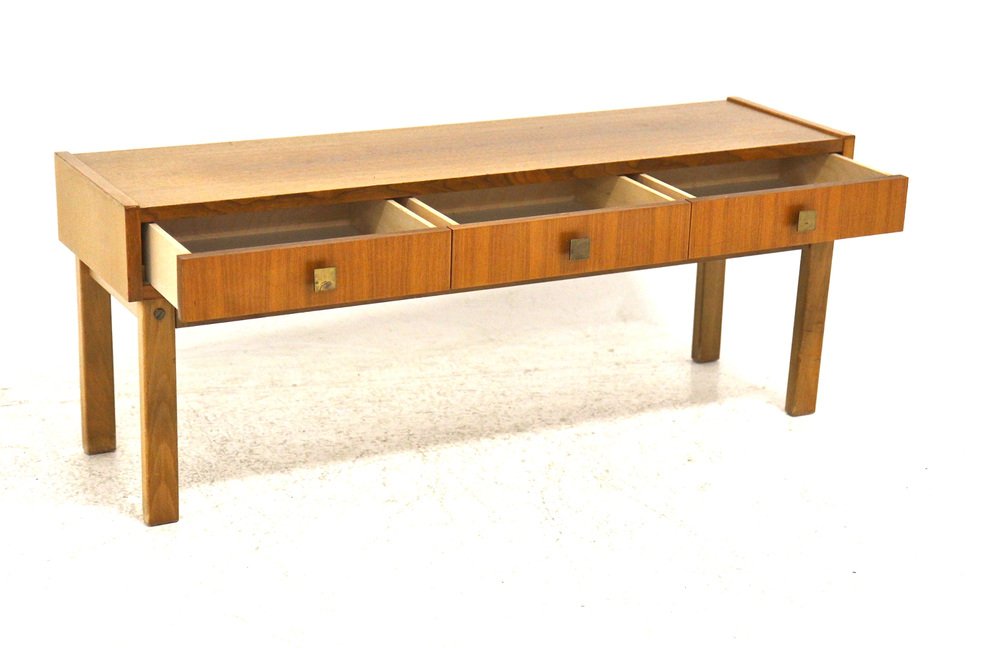 Scandinavian Low Walnut Console, Sweden, 1960s for sale at Pamono