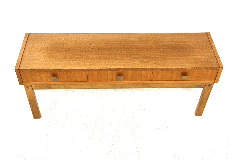 Scandinavian Low Walnut Console, Sweden, 1960s for sale at Pamono