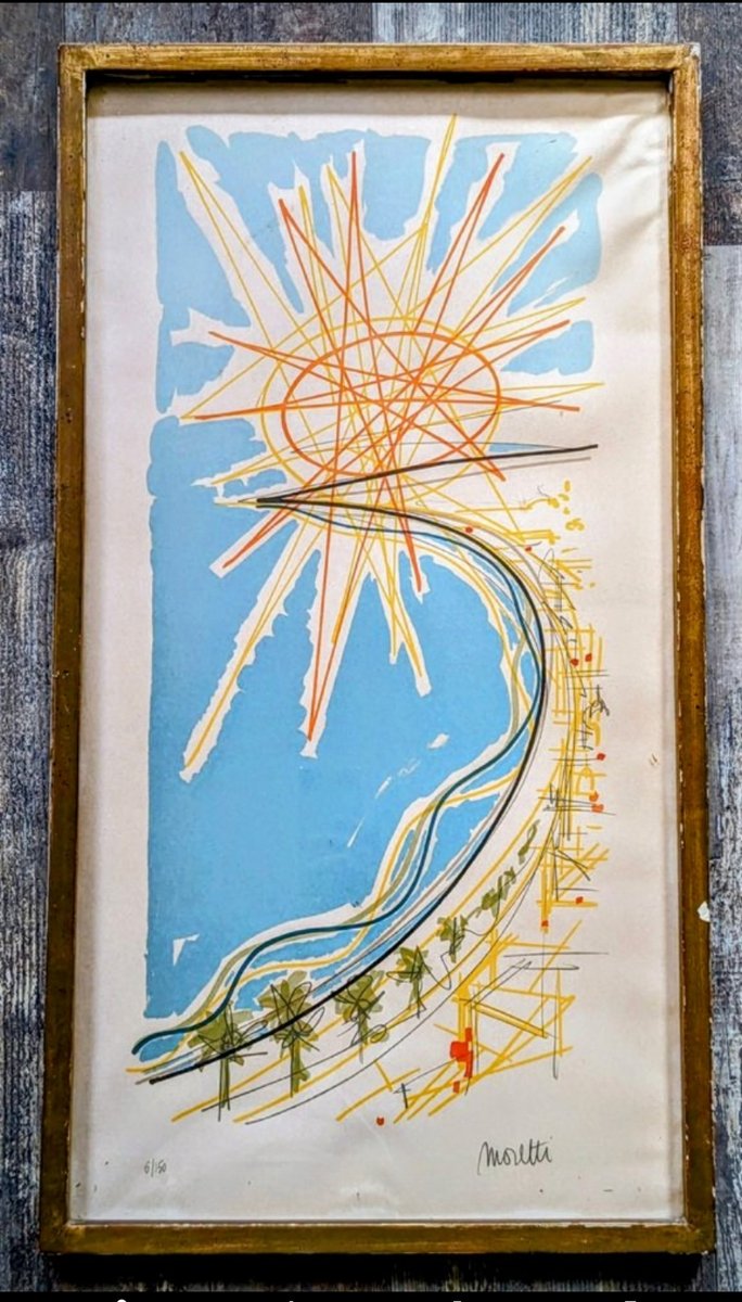 Raymond Moretti, Lithograph, Cannes, 1960s for sale at Pamono