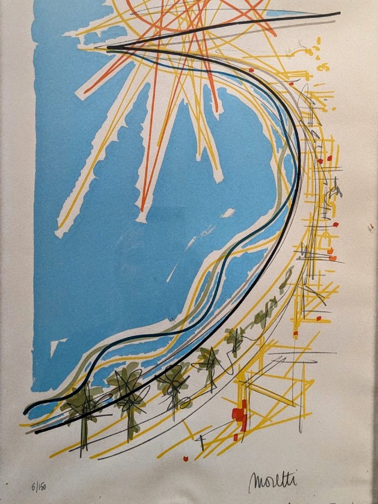 Raymond Moretti, Lithograph, Cannes, 1960s for sale at Pamono