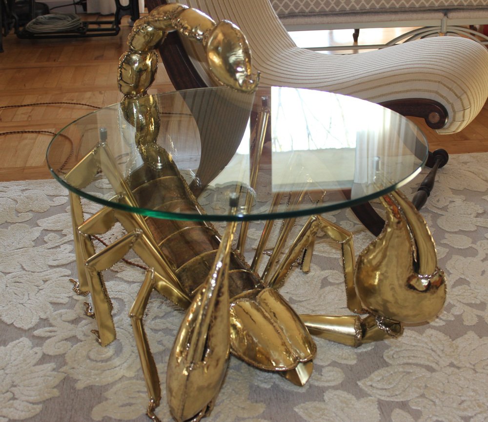 Illuminated Brass Scorpion Coffee Table by Jacques Duval-Brasseur ...