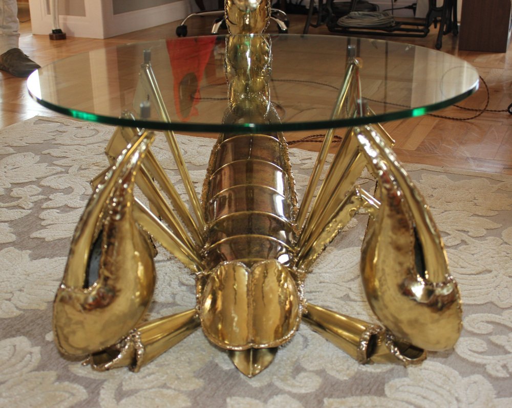 Illuminated Brass Scorpion Coffee Table by Jacques Duval-Brasseur ...