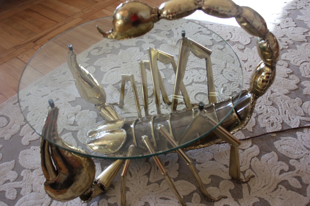 Illuminated Brass Scorpion Coffee Table by Jacques Duval-Brasseur ...