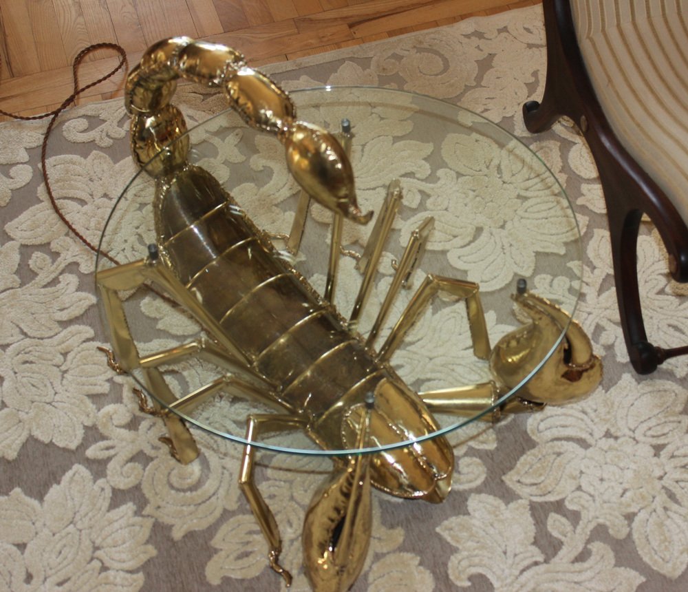 Illuminated Brass Scorpion Coffee Table by Jacques Duval-Brasseur ...