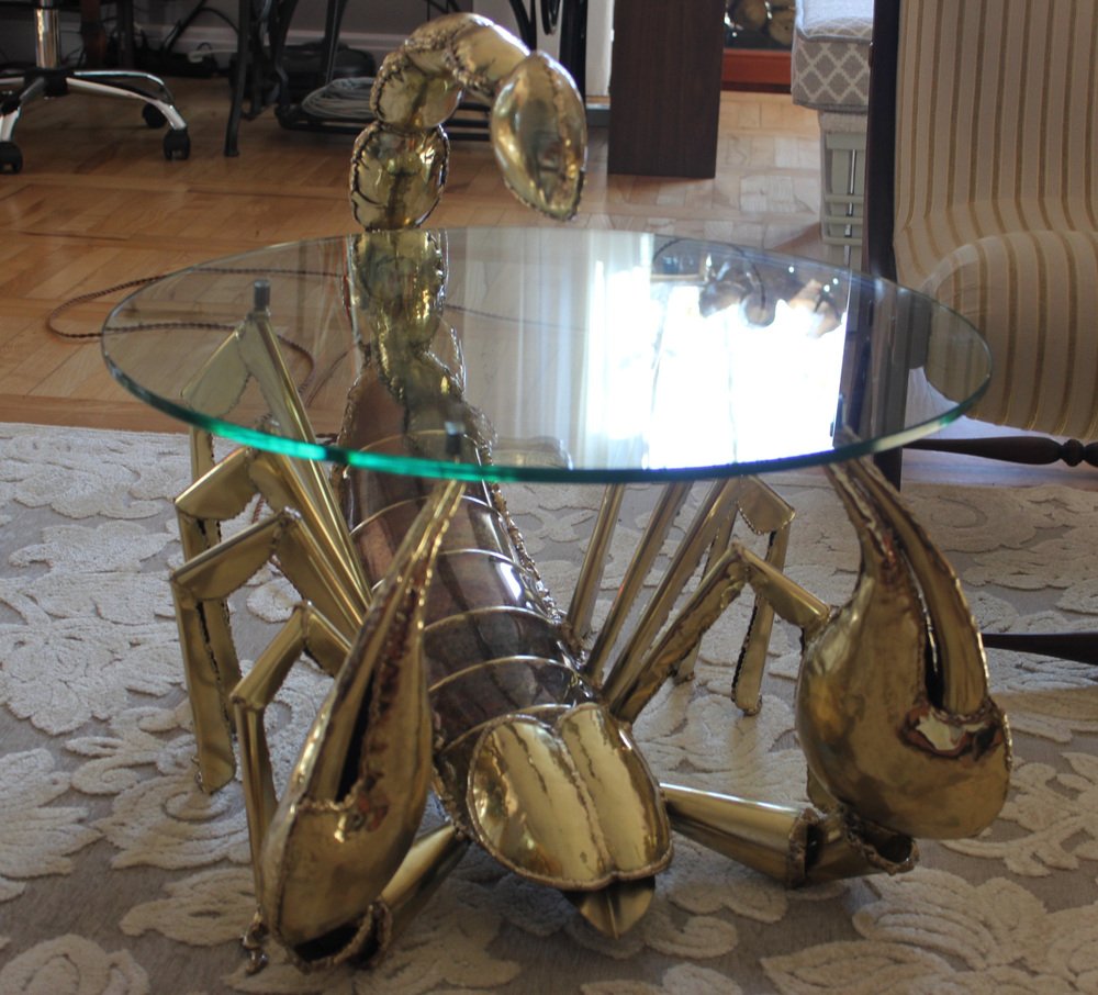 Illuminated Brass Scorpion Coffee Table by Jacques Duval-Brasseur ...