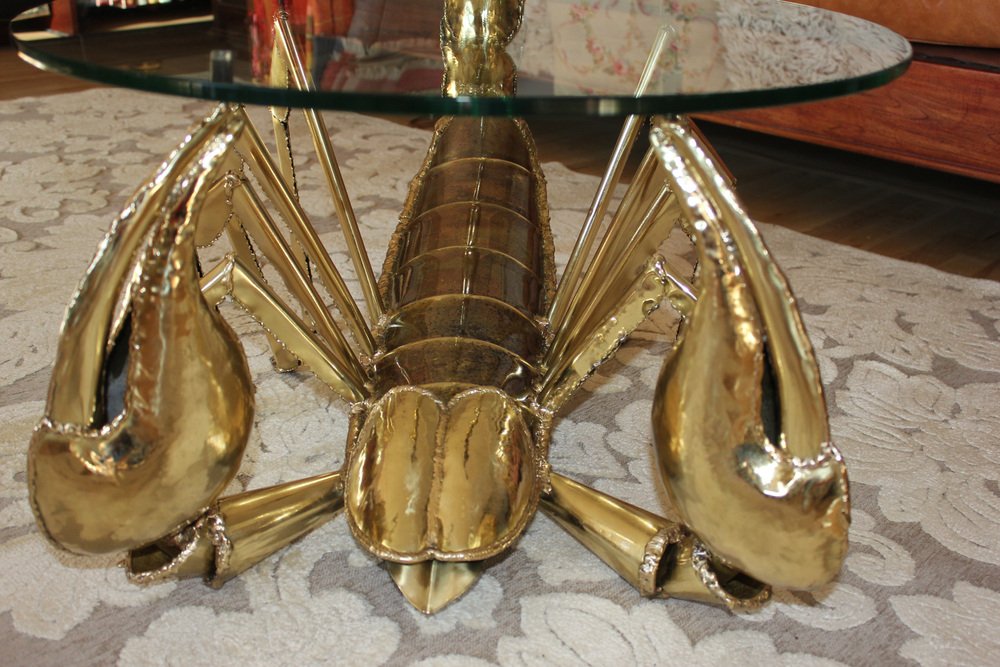Illuminated Brass Scorpion Coffee Table by Jacques Duval-Brasseur ...