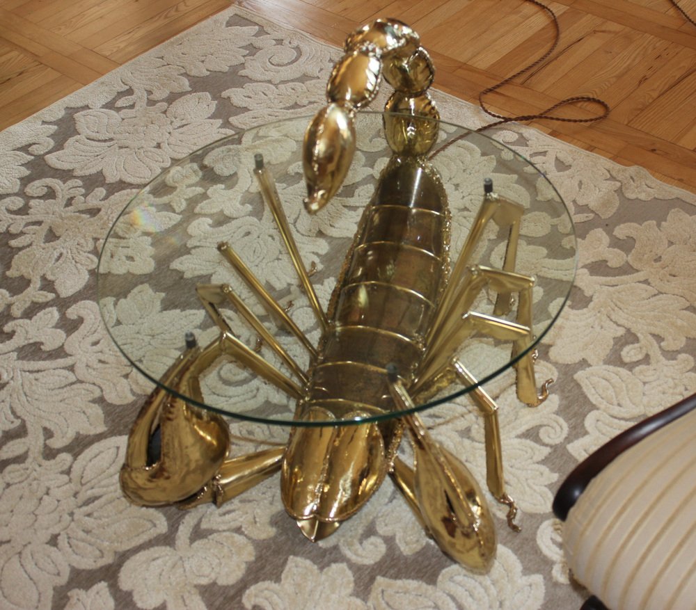 Illuminated Brass Scorpion Coffee Table by Jacques Duval-Brasseur ...