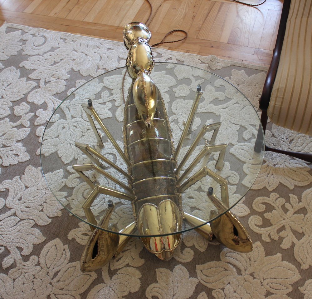 Illuminated Brass Scorpion Coffee Table by Jacques Duval-Brasseur ...