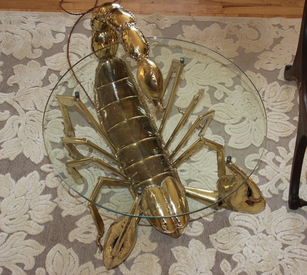 Illuminated Brass Scorpion Coffee Table by Jacques Duval-Brasseur ...