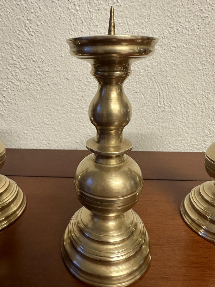 Three Ancient Baroque Candlesticks, Set of 3 for sale at Pamono