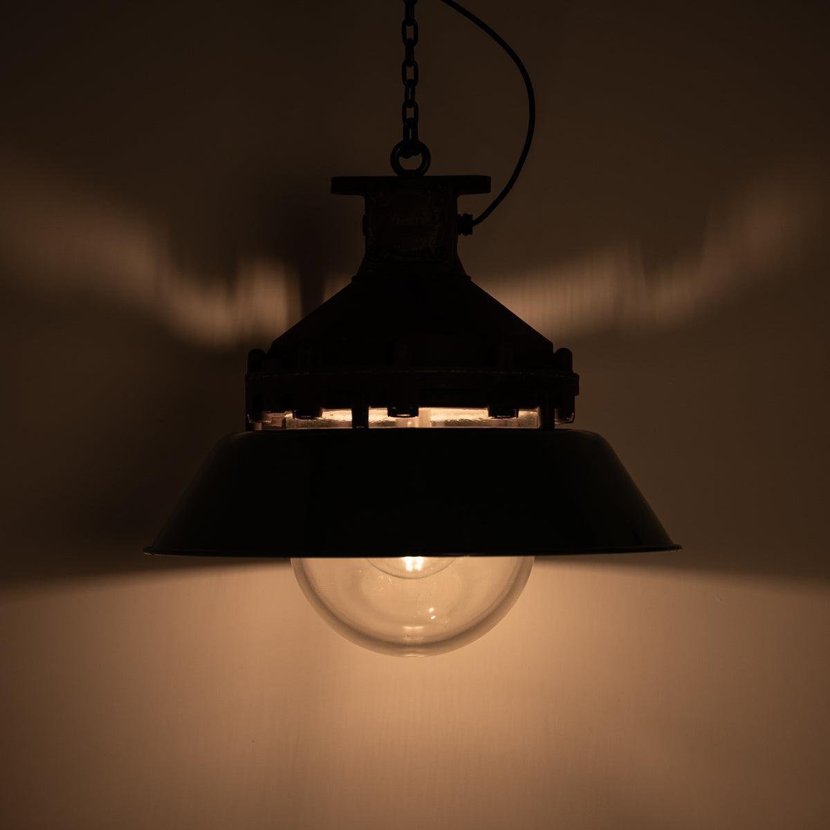 Industrial Explosion Proof Rusted Pendant Light with Green Enamel ...