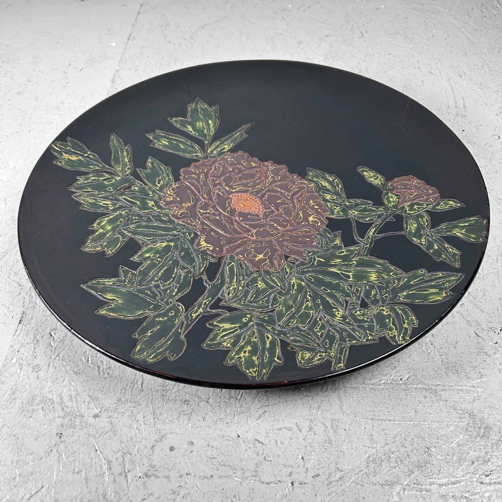 Japanese Urushi-Suri Lacquer Bowl with Floral Design, 1940s for sale at ...