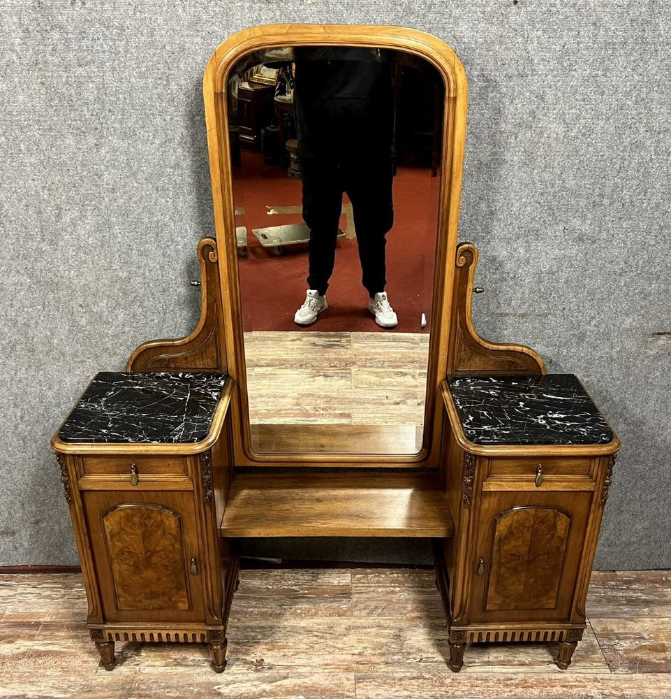 Art Deco Dressing Table in Blonde Walnut, 1920s for sale at Pamono