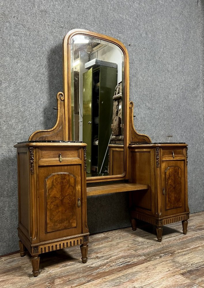 Art Deco Dressing Table in Blonde Walnut, 1920s for sale at Pamono