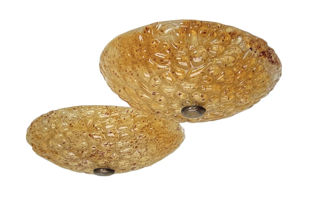 Lampade da incasso Mid-Century in vetro ambrato, anni '70, set di 2 in ...