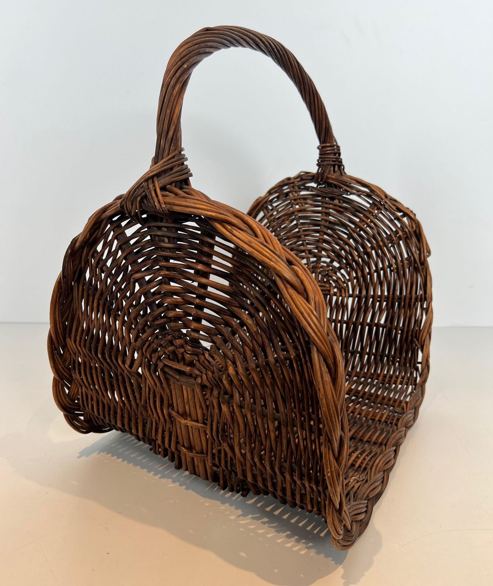 Vintage Rattan Log Holder for sale at Pamono