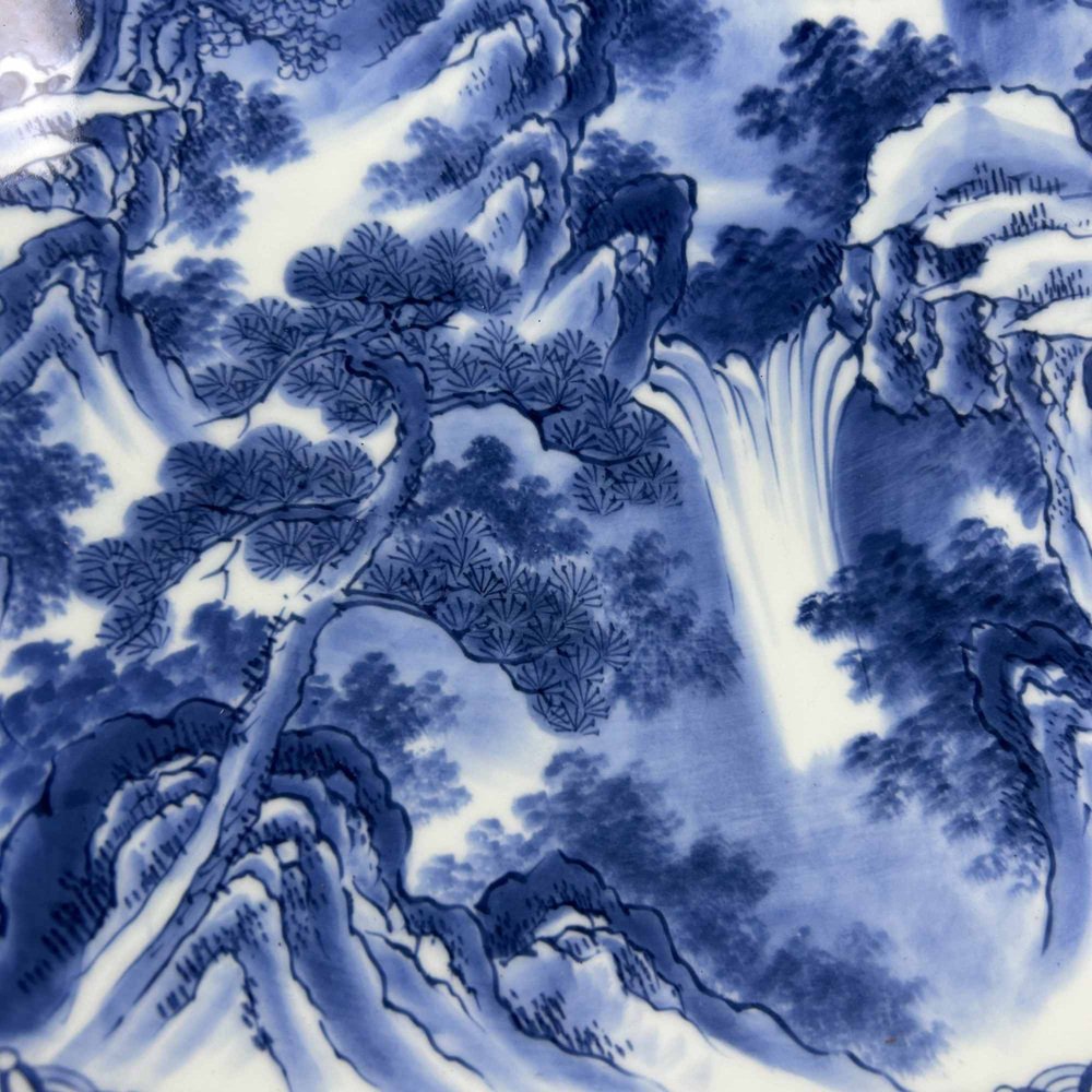King Yaki Porcelain Charger with Mountain Landscape by Yamatoku Kiln ...