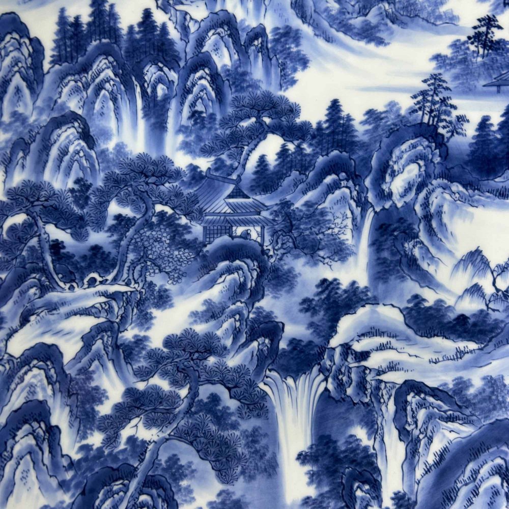 King Yaki Porcelain Charger with Mountain Landscape by Yamatoku Kiln ...