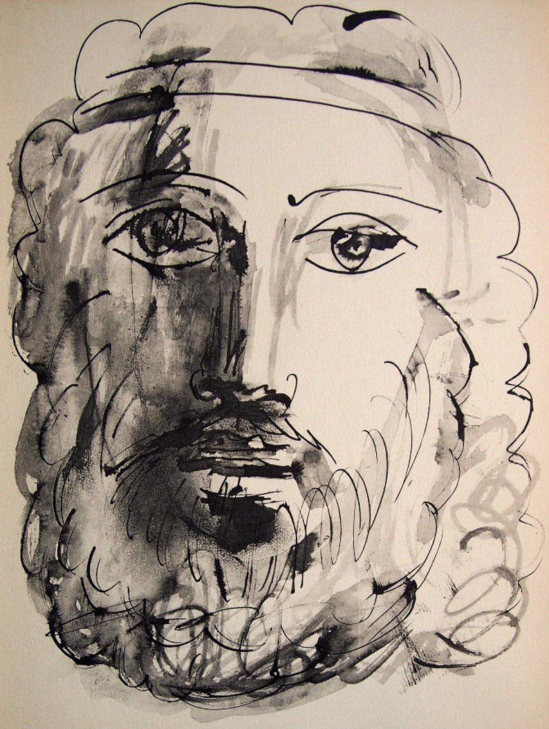 Pablo Picasso, Man Portrait, Original Lithograph, 1957 for sale at Pamono