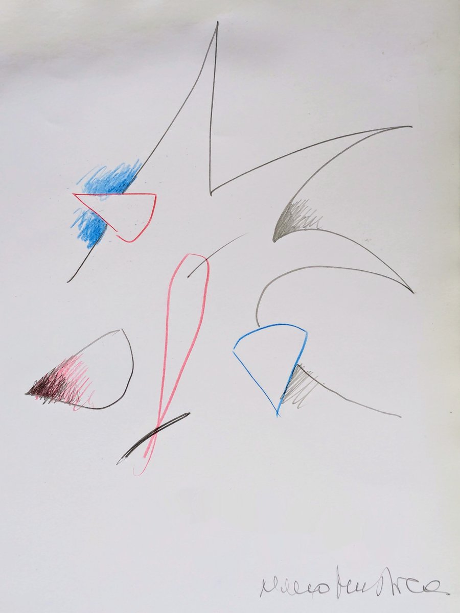 Nino Mustica, Abstract Composition, Pencil Drawing in Colours on Paper ...