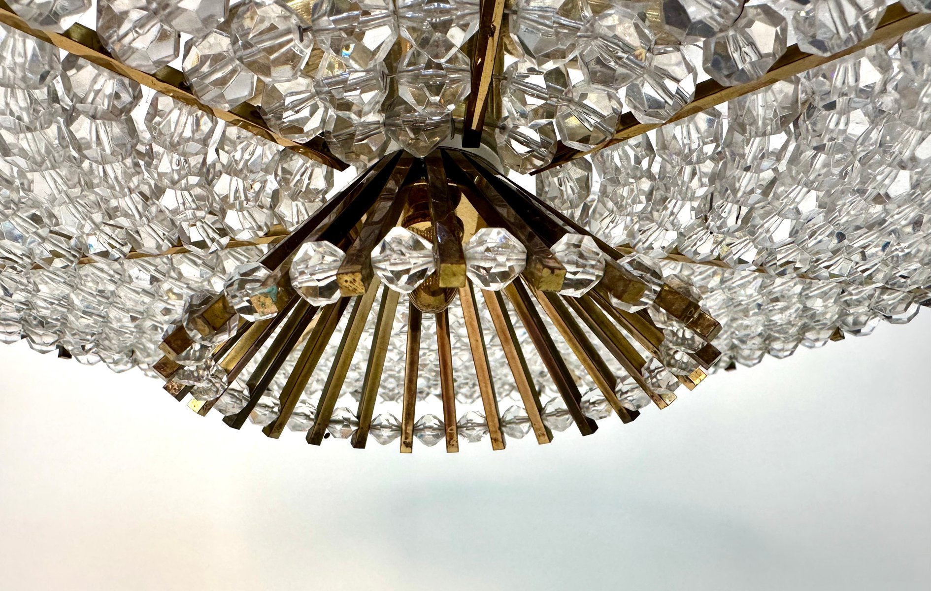 Austrian Brass Ceiling Light by Emil Stejnar for Rupert Nikoll, 1950s for sale at Pamono