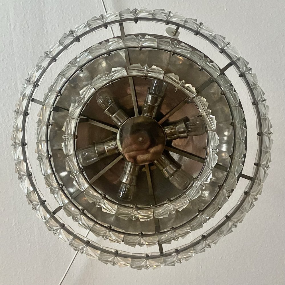 Mid-Century Crystal Ceiling Light attributed to Eriksmåla, Sweden ...