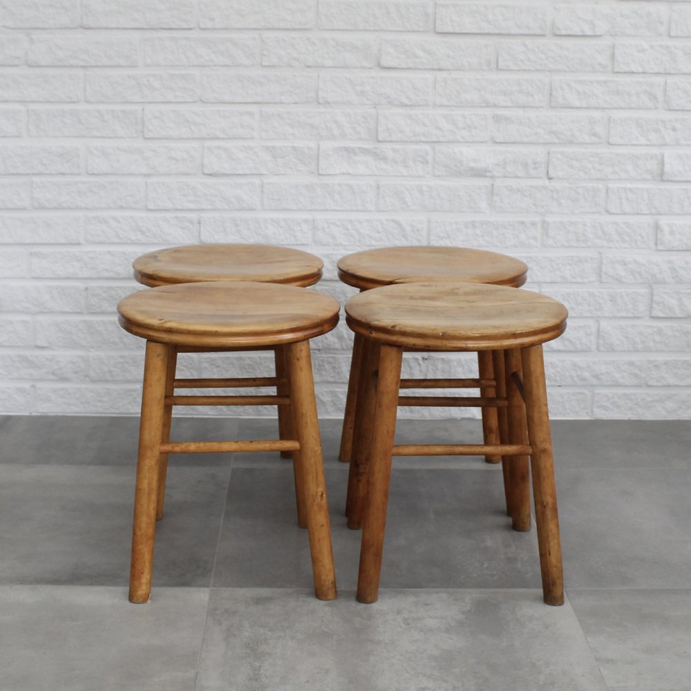 Modernist Birch Stools, Sweden, 1930s, Set of 4 for sale at Pamono