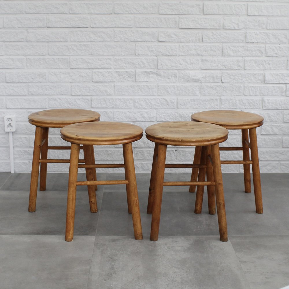 Modernist Birch Stools, Sweden, 1930s, Set of 4 for sale at Pamono