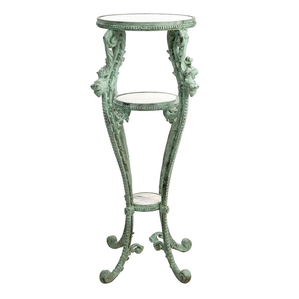 Patinated Cast Iron Side Table with Marble Trays for sale at Pamono