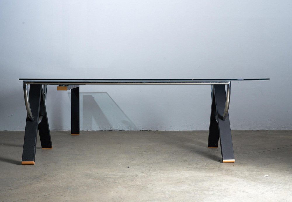 Postmodern Corner Desk in Glass, 1970s for sale at Pamono