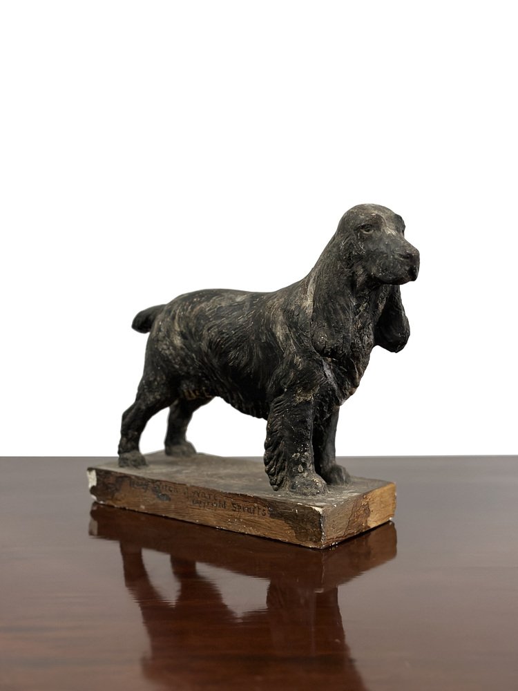 Scultura di cani vintage in gesso dipinto di Frederick Thomas Daws, set ...