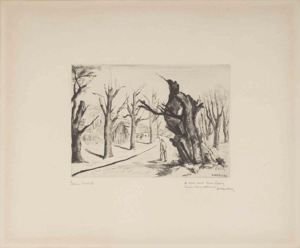 André Hambourg, Landscape in Winter, Etching, 1950s for sale at Pamono