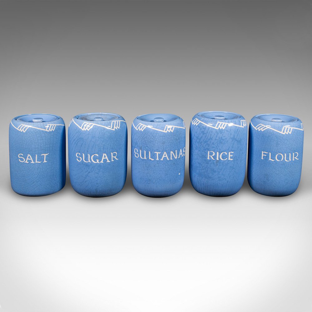 English Kitchen Canisters, 1930s, Set of 5 for sale at Pamono