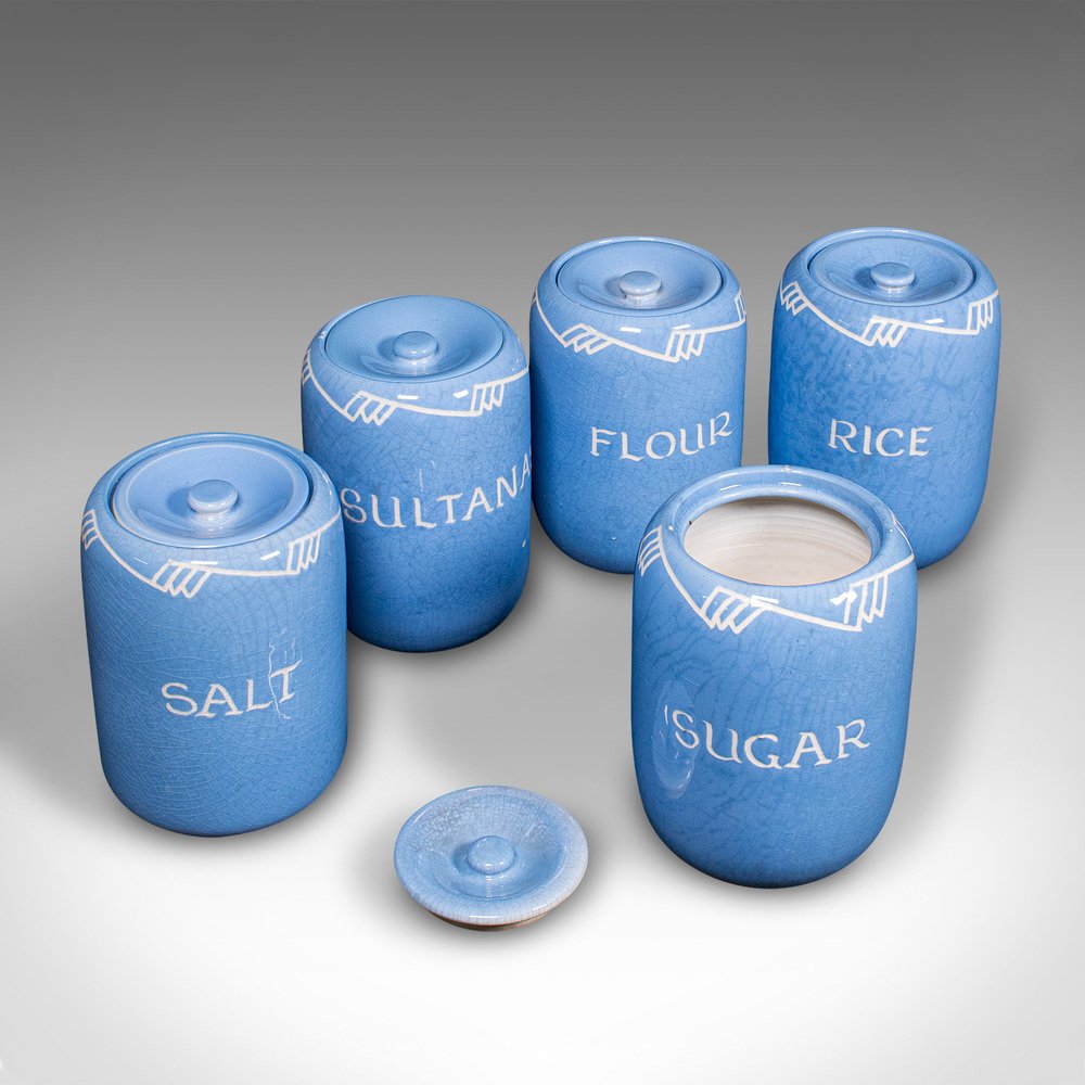 English Kitchen Canisters, 1930s, Set of 5 for sale at Pamono