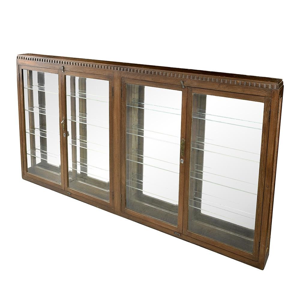 Large Patinated Wooden Wall Display for sale at Pamono