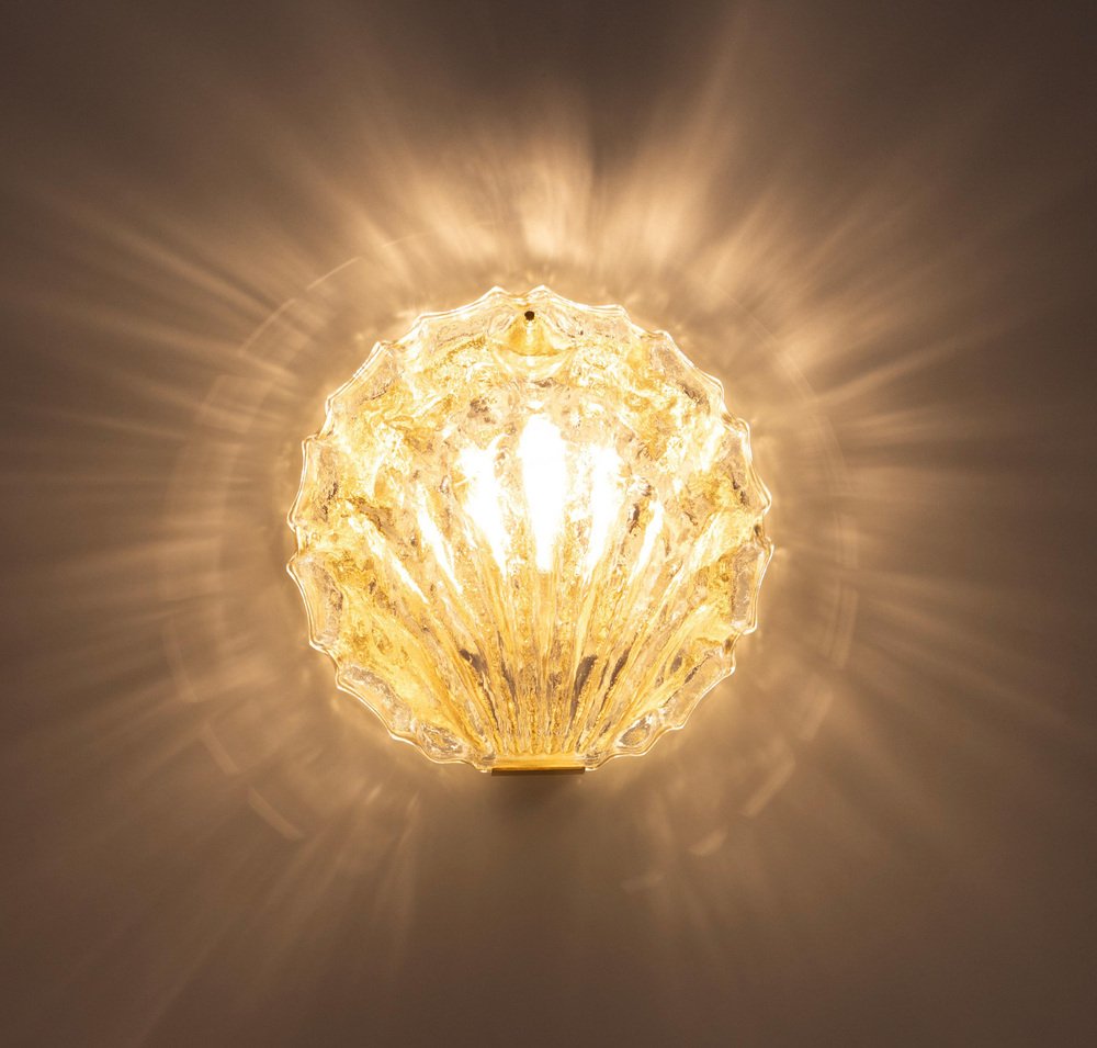 Murano Glass Shell Wall Light attributed to Limburg, Germany, 1970s for ...