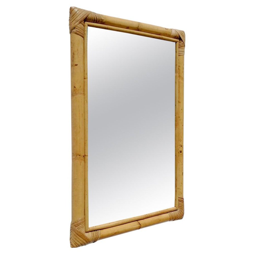 Vintage Bamboo Mirror, 1970s for sale at Pamono