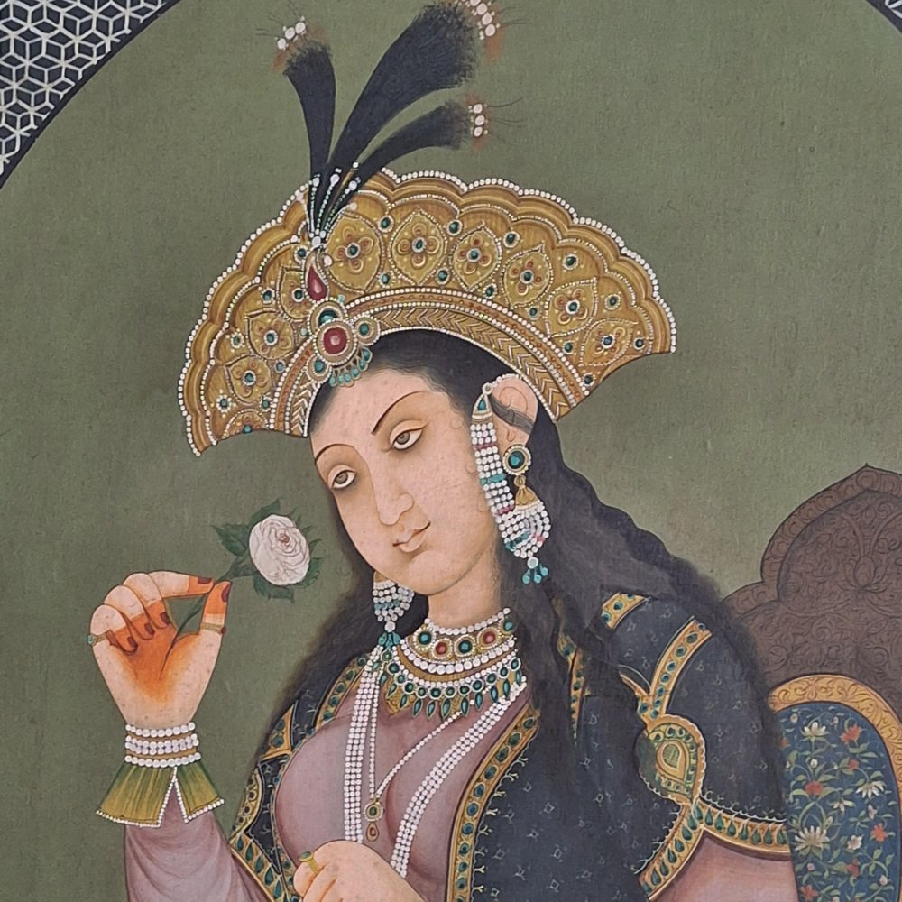 Mughal Queen Mumtaz Mahal, Oil on Panel, 19th Century, Framed for sale ...